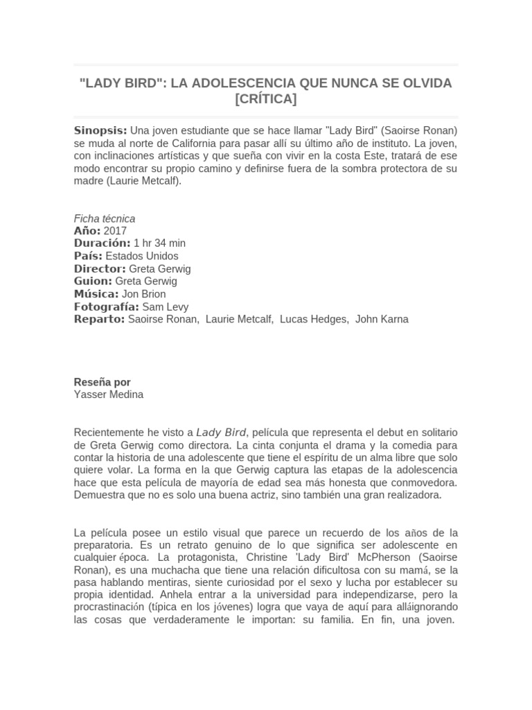 LADY BIRD | PDF