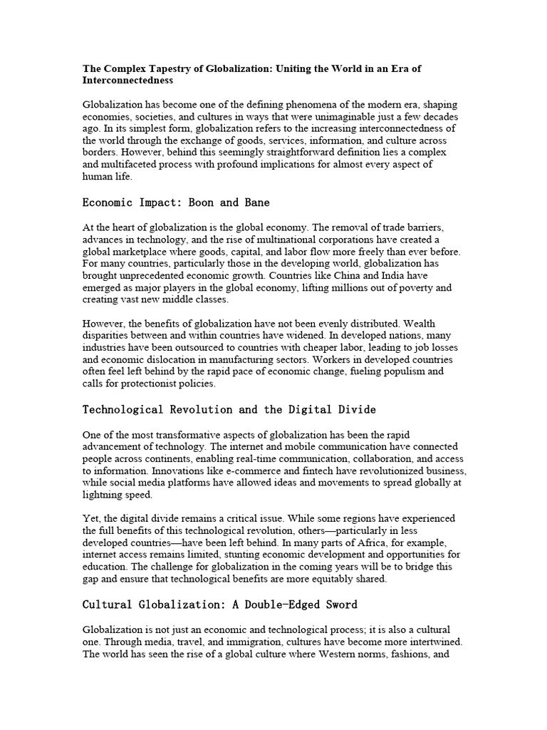 The Complex Tapestry of Globalization | PDF