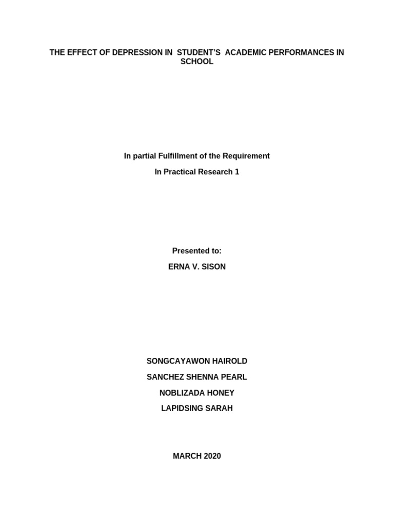 The Effect of Depression in Student's Academic Performances in School ...