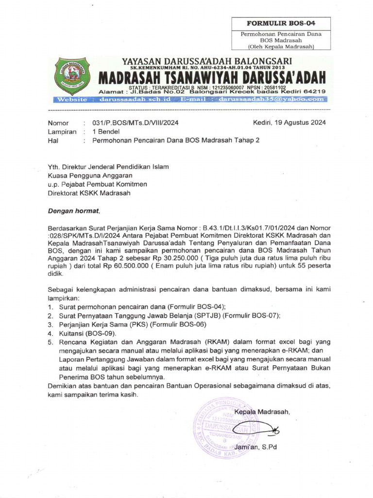 Permohonan Pencairan Thap 2 2024 | PDF