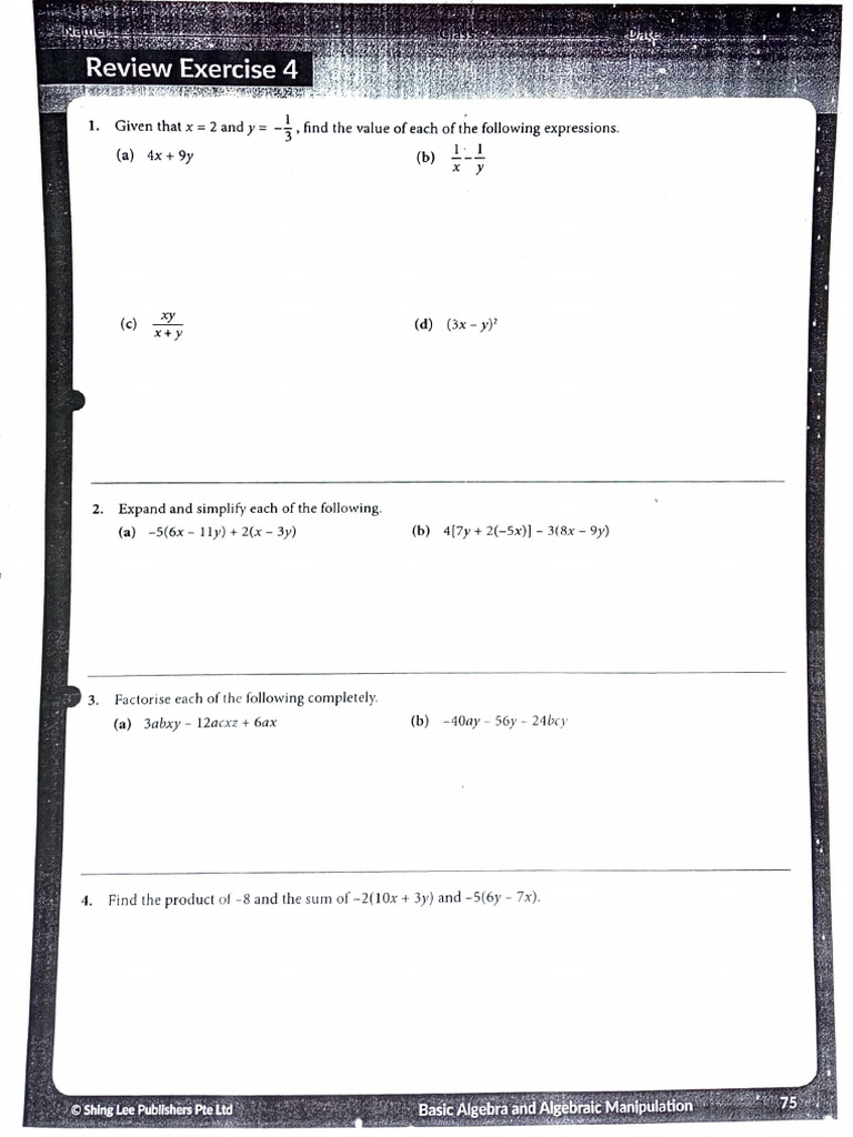 Algebra Review | PDF