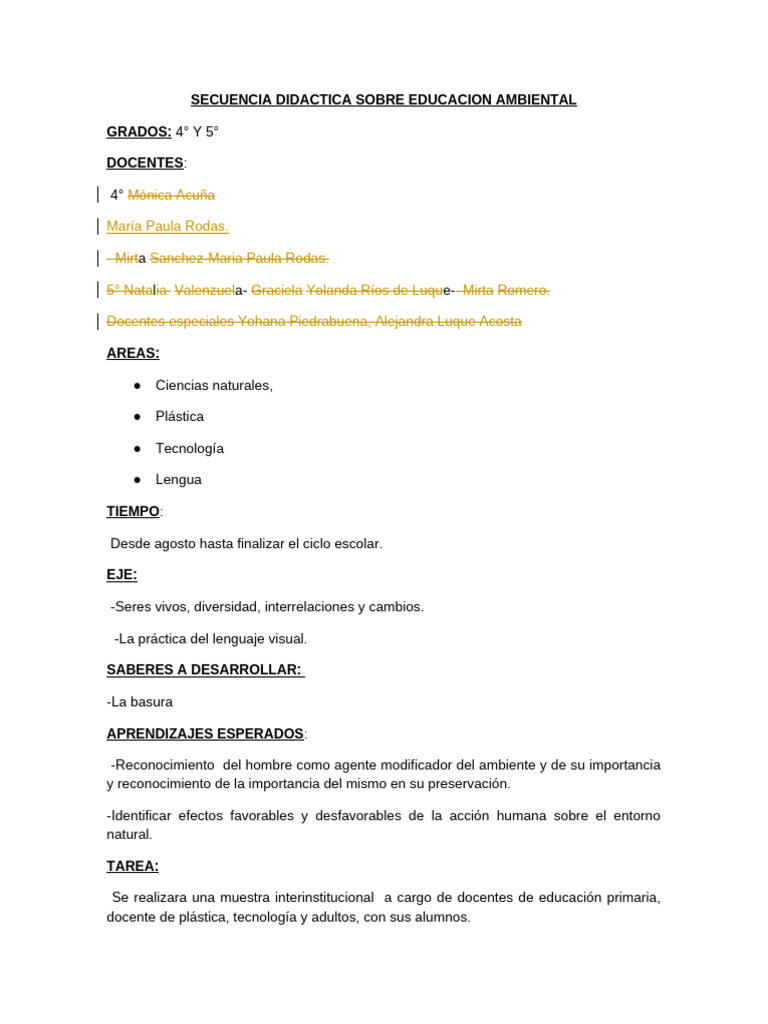 Secuencia Didactica Sobre Educacion Ambiental | PDF | Residuos | Reciclaje