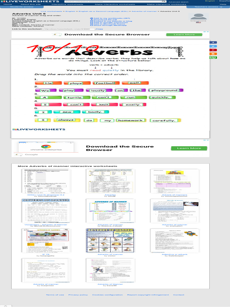 Adverbs Unit 5 Worksheet | PDF