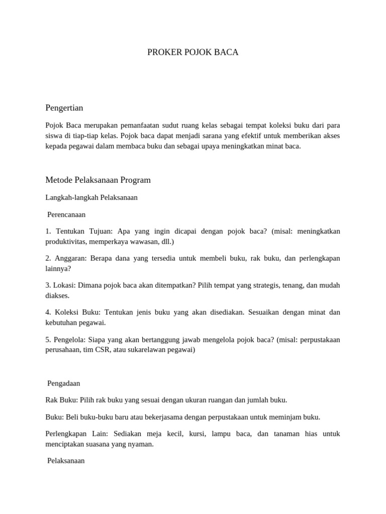 Proker Pojok Baca | PDF