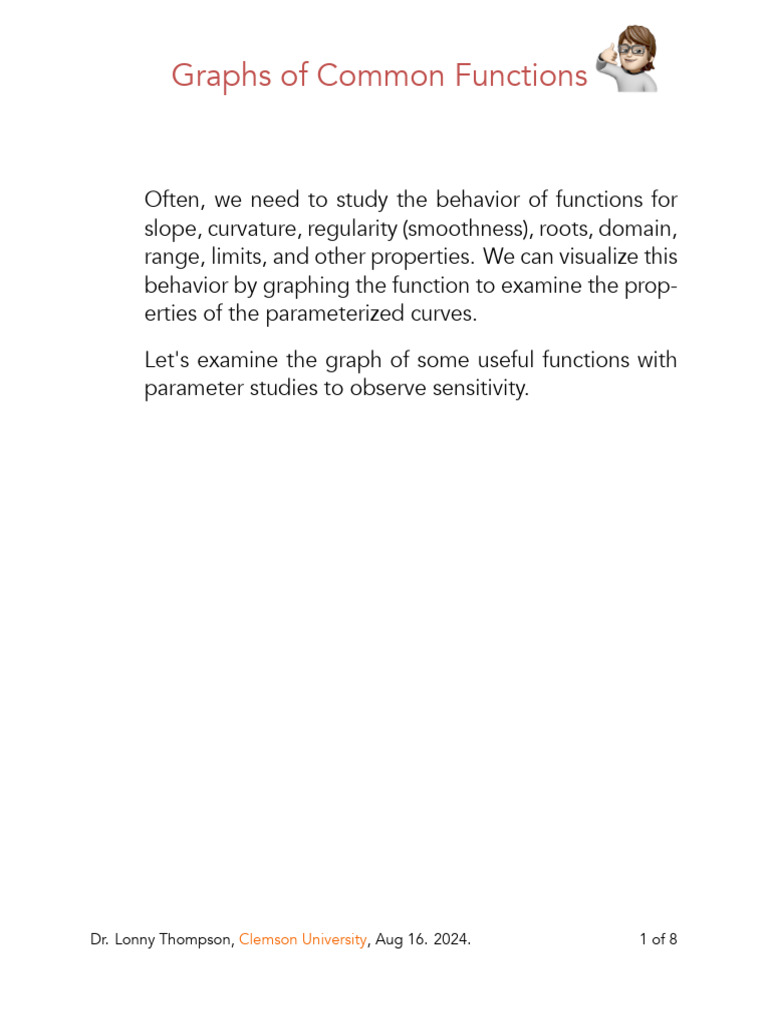 Graphs of Functions With Parameter Studies | PDF