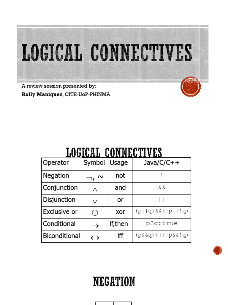 2 Logical Connectives | PDF