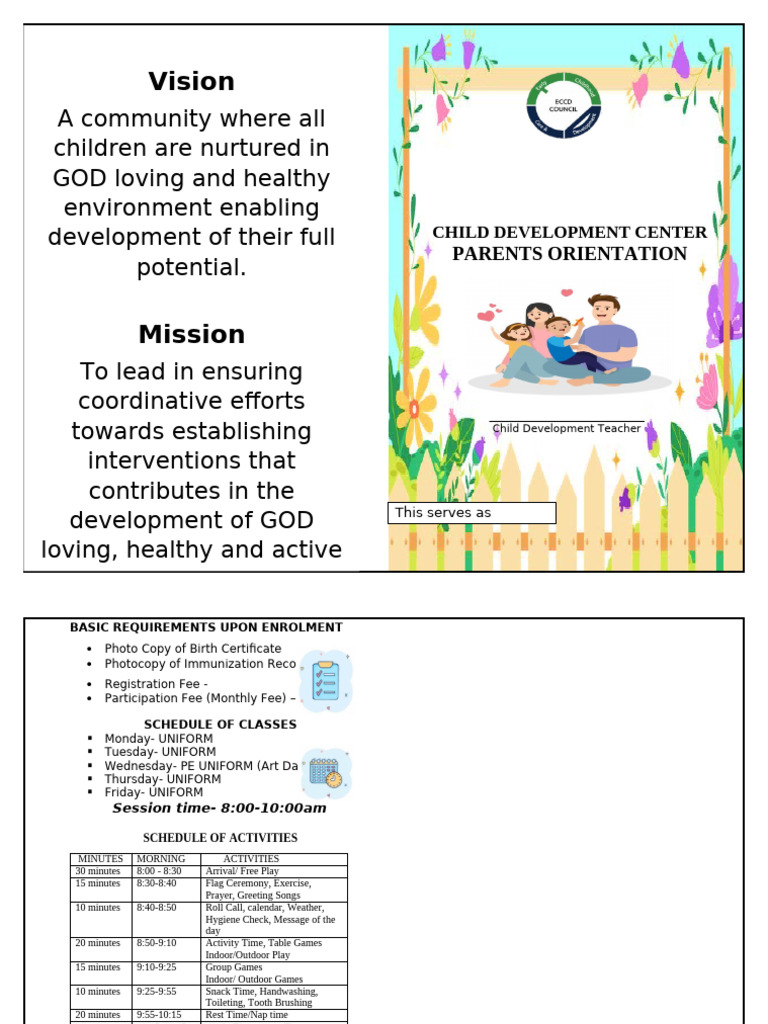 Cher Jo - Parent Orientation Program | PDF | Child Development | Child Care