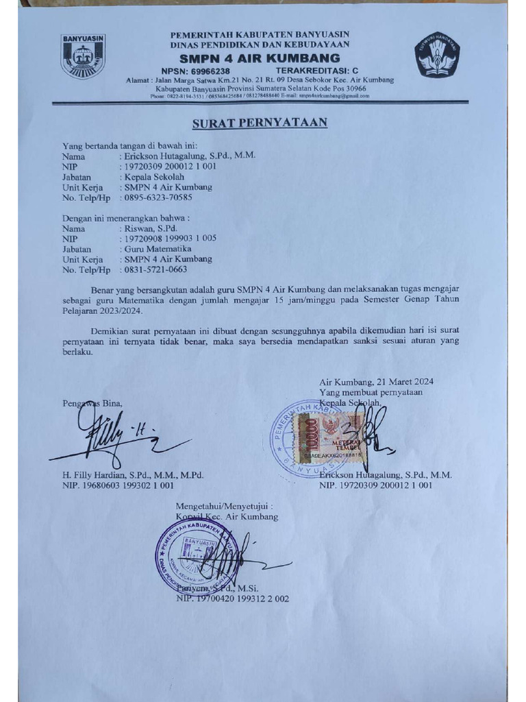 Pernyataan Riswan | PDF