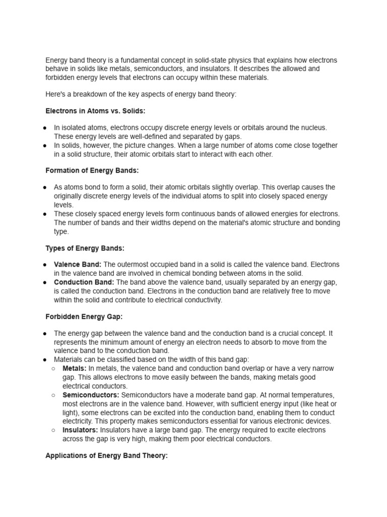 Energy Band Theory | PDF