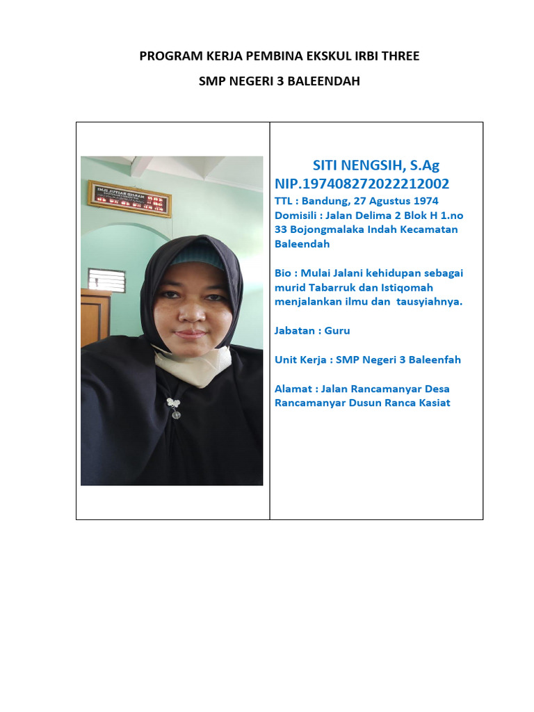 Program Kerja Pembina Ekskul Irbi Three 2024 (New) | PDF