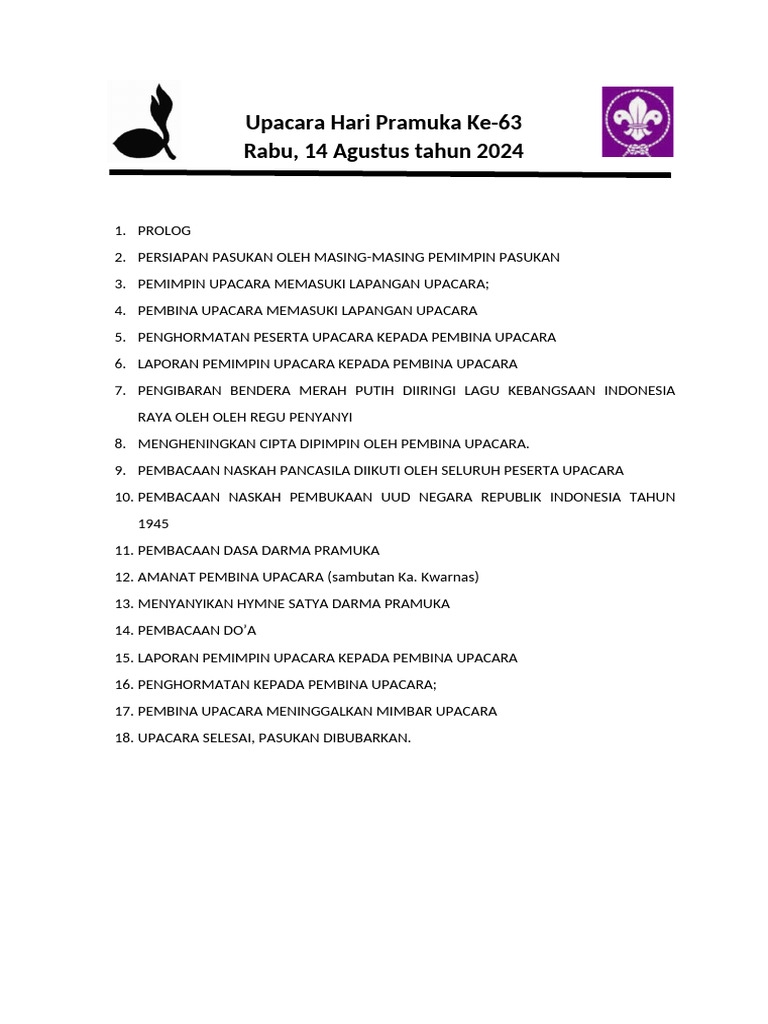 Susunan Upacara HUT Pramuka | PDF