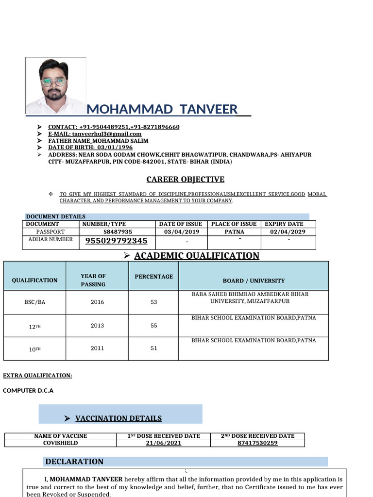 Tanveer CV | PDF