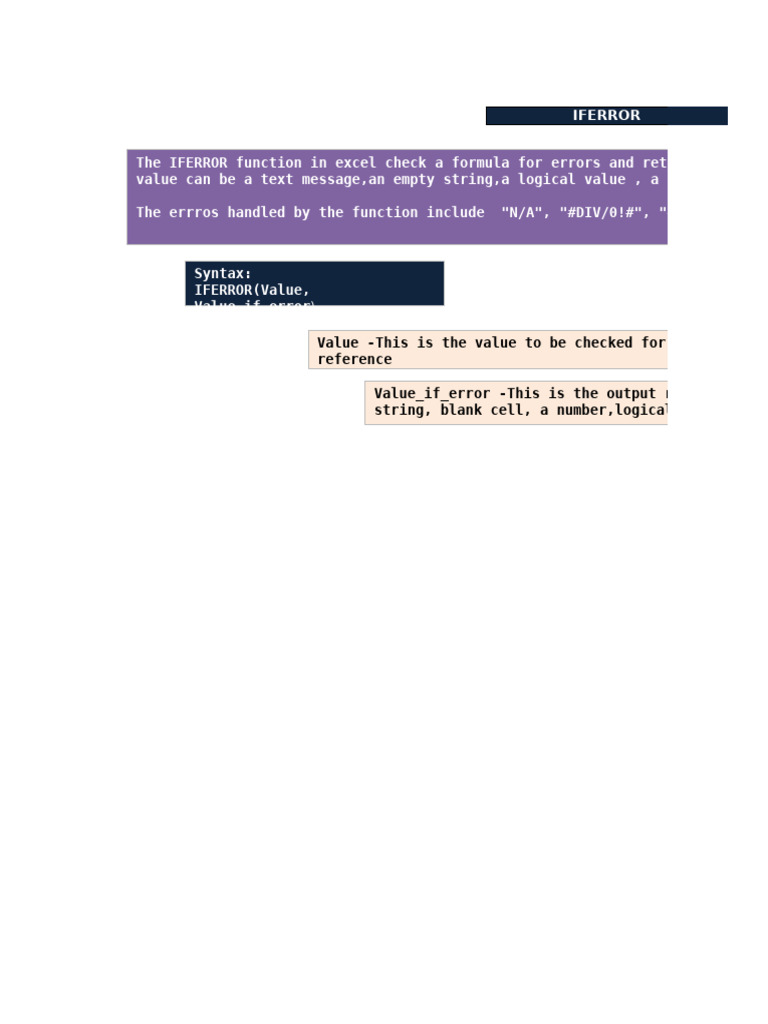 Iferror Function In Excel Pdf 5379