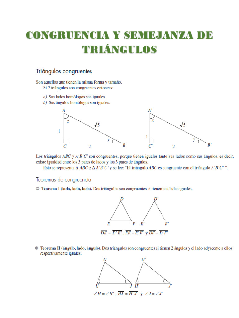 Congruencia y Semejanza de Triángulos | PDF