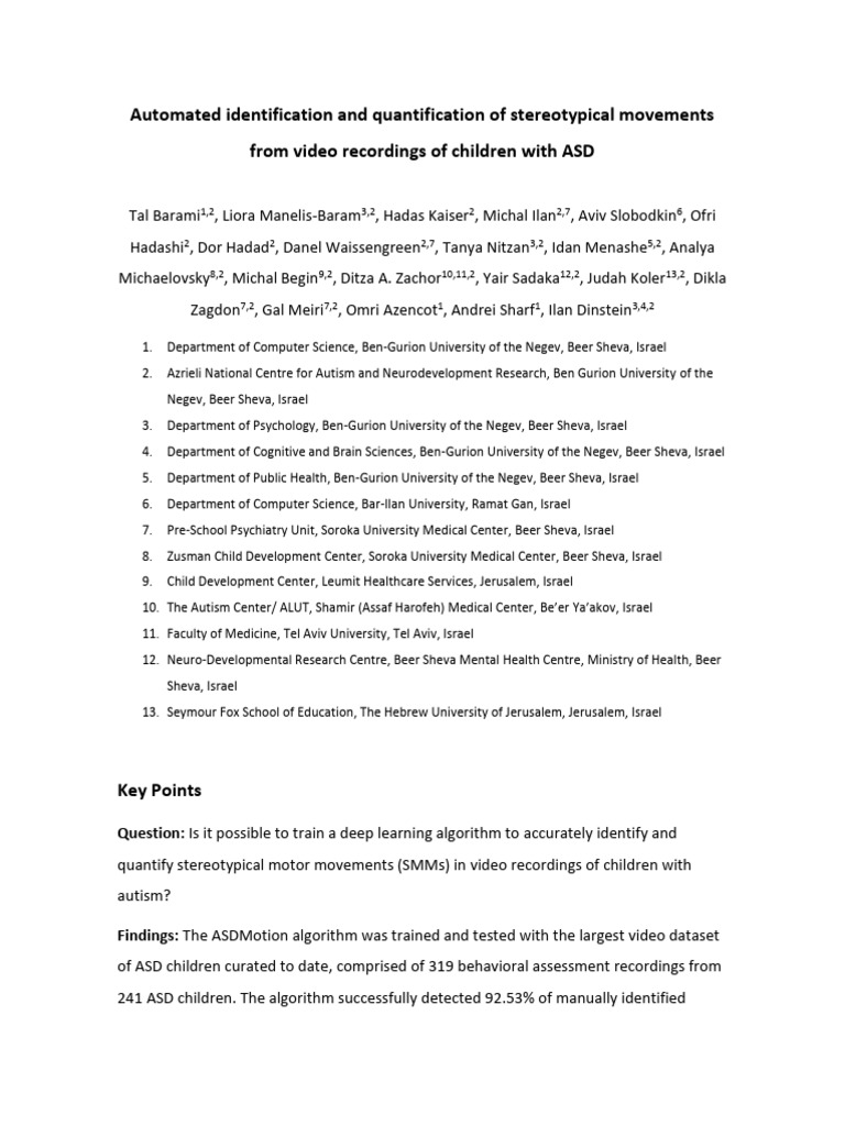 Automated Identification and Quantification of Stereotypical Movements ...