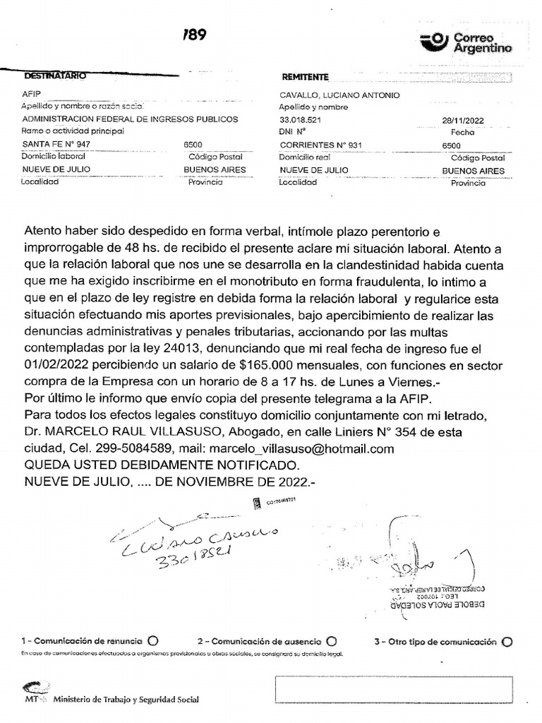 EJEMPLOS DE TELEGRAMAS | PDF