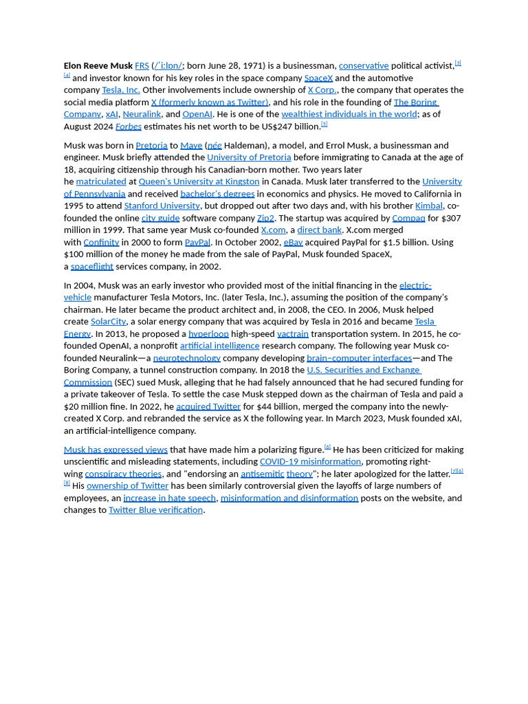 Elon Reeve Musk | PDF