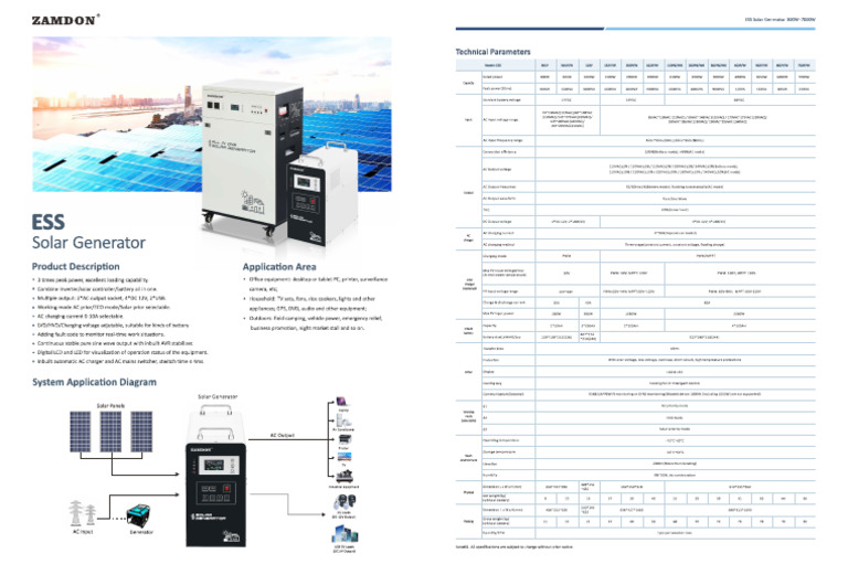 ESS Solar Inverter Zamdon | PDF