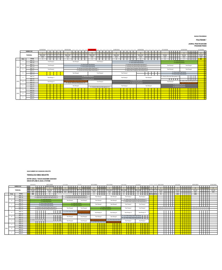 JADWAL PERKULIAHAN Ganjil 2024 Praktek Dual System - organized-AKS | PDF
