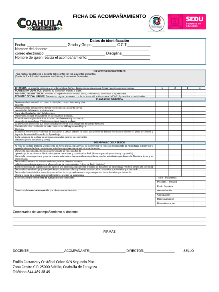 Ficha de Acompañamiento Secundaria Nem | PDF