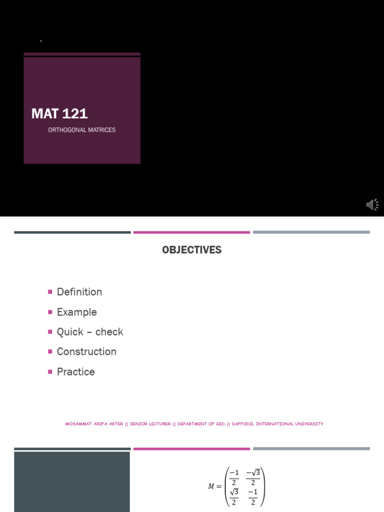 Orthogonal Matrices - MAA | PDF