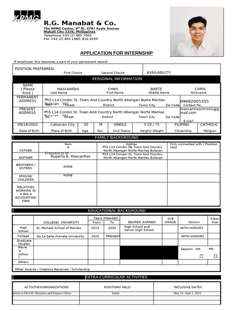 Application for Internship | PDF