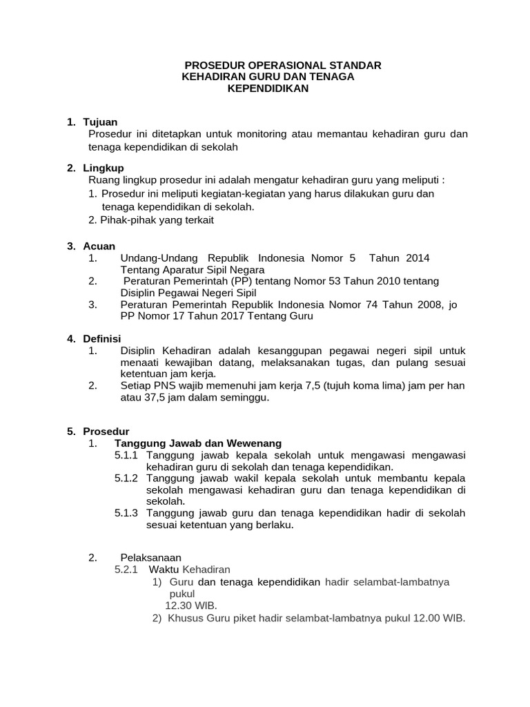 Sop Guru Tendik | PDF