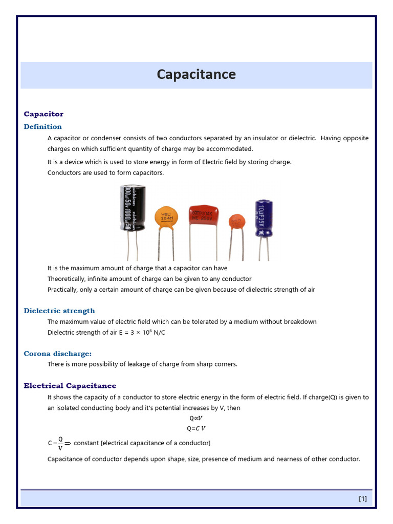 Capacitance Theory Edit by JH | PDF