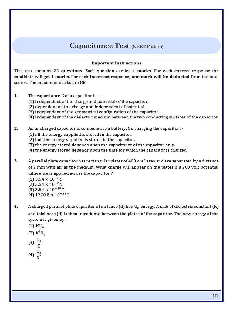 Exercise-1 - 2 - Capacitance Edit by JH | PDF