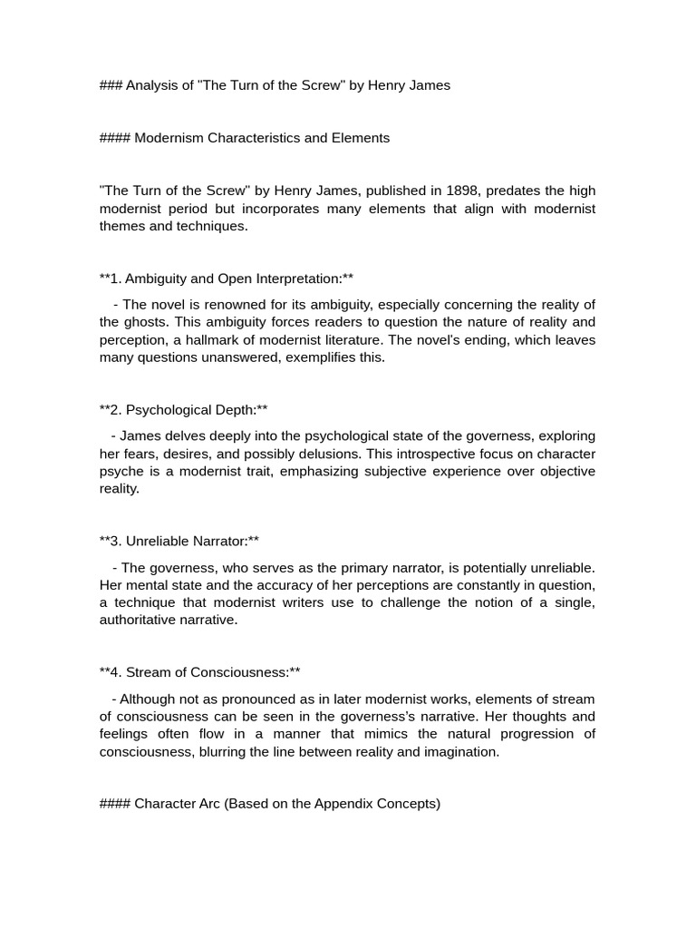 Analysis of Turn of Screw | PDF