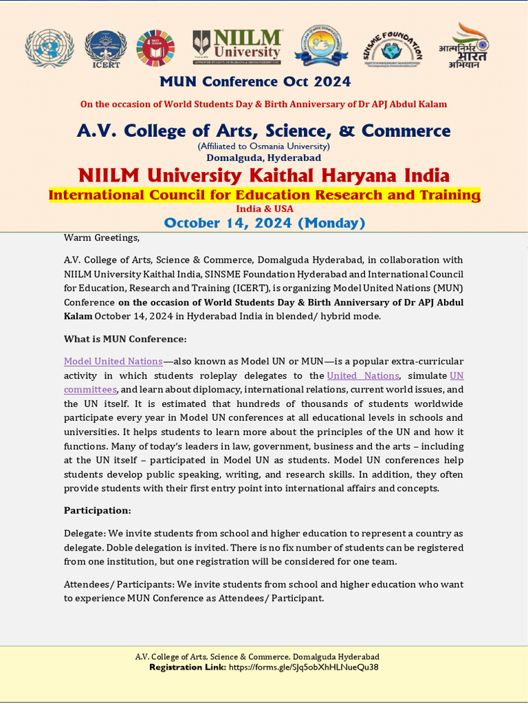 MUN Conference 14 Oct 2024 | PDF