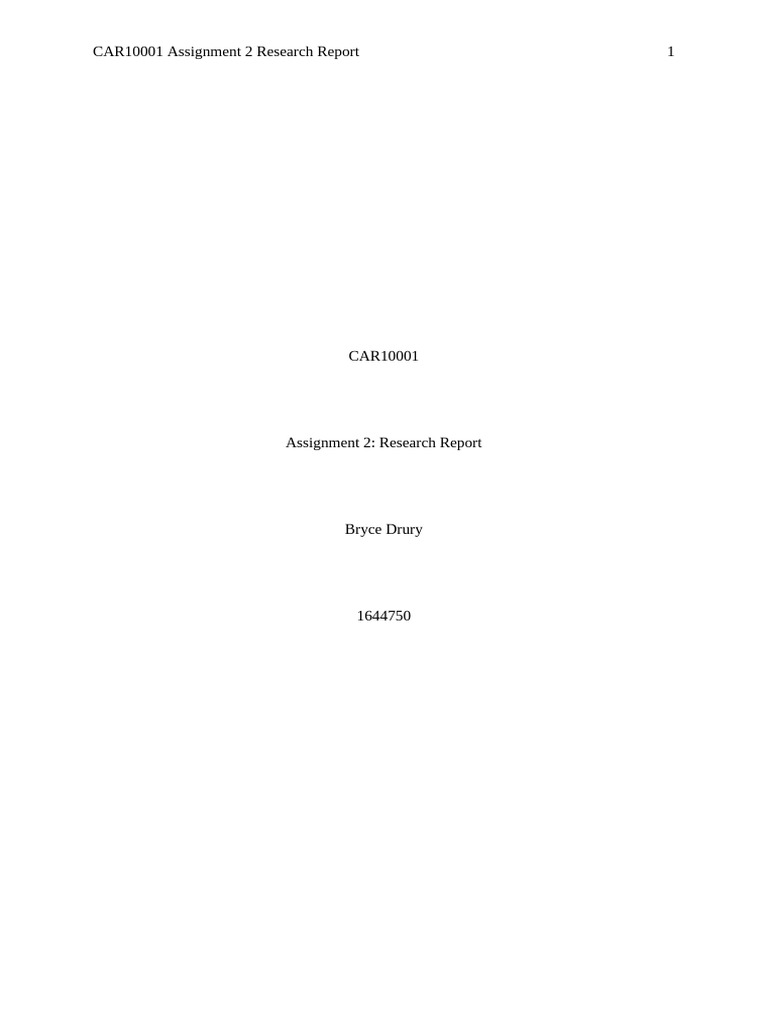 CAR10001 Assignment 2 Research Report 1 | PDF