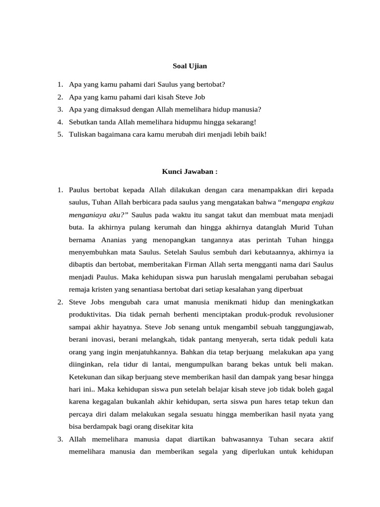 2 Soal Dan Kunci Jawaban Kelas 7 | PDF