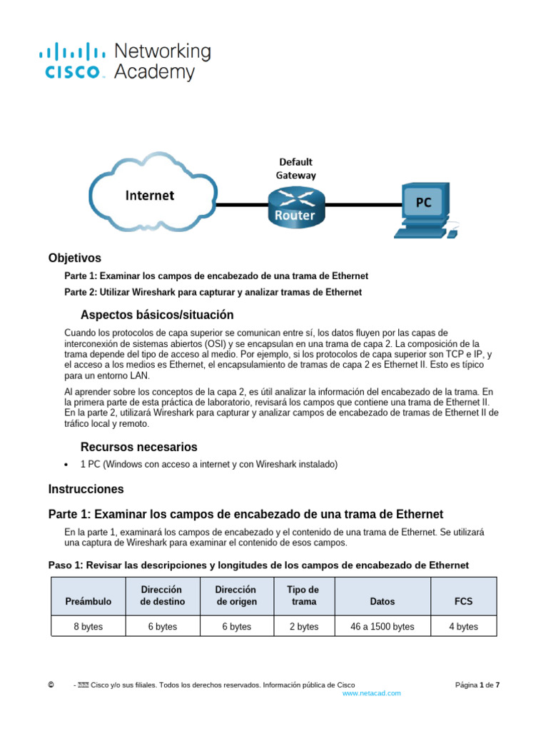 7.1.6 Lab - Use Wireshark To Examine Ethernet Frames v004 | PDF | Ip Address | Internet Protocols