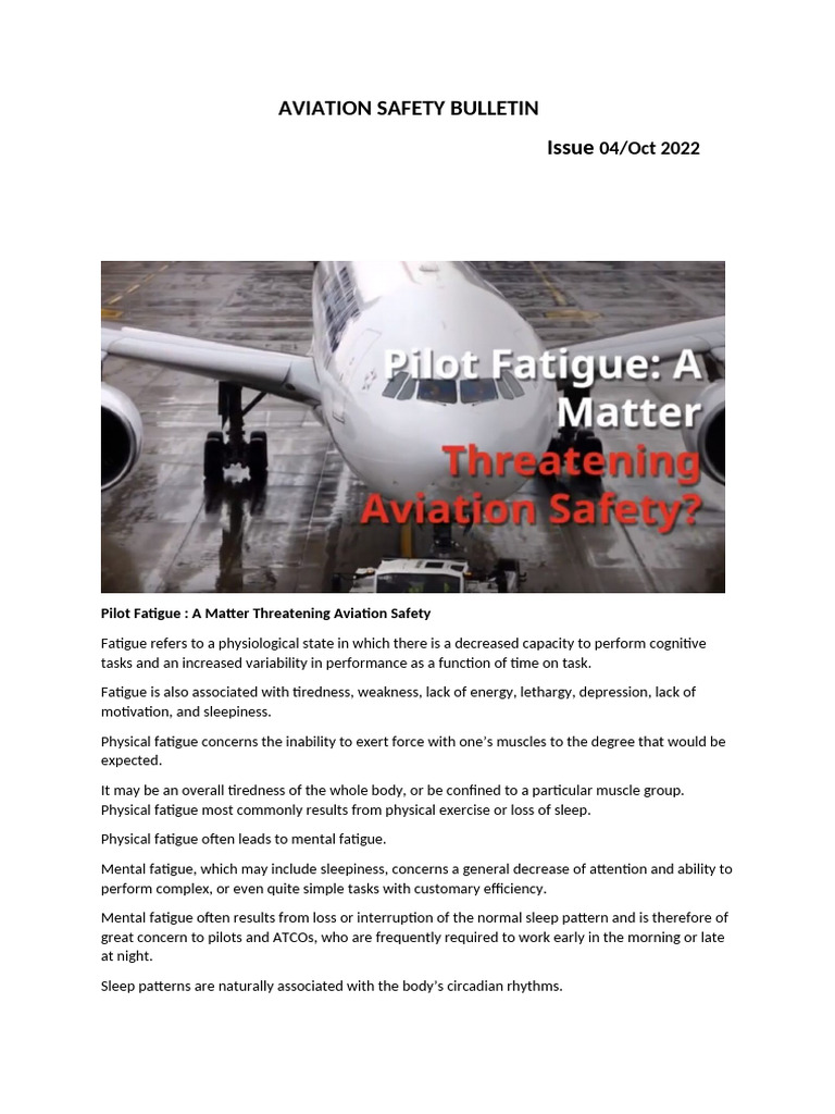 AVIATION SAFETY BULLETIN 04 Oct | PDF