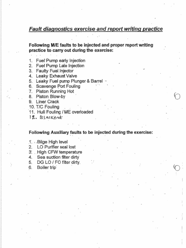 ERS Part 3 - Fault Diagnostics Exercise & Report Writing Practice | PDF