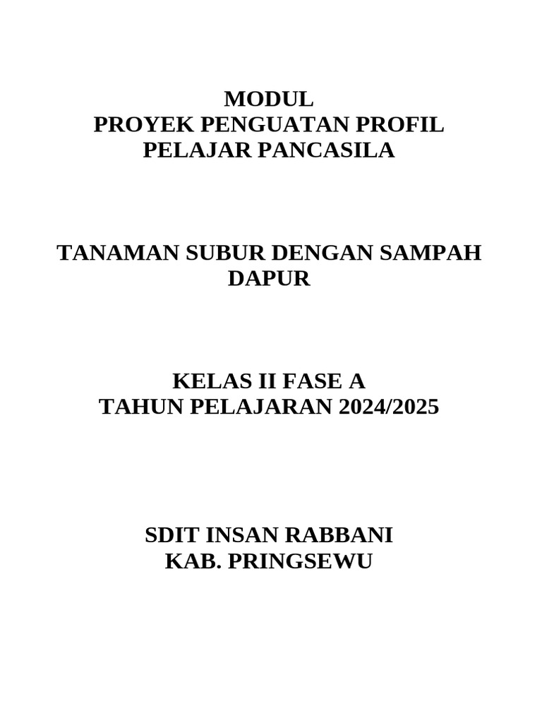 Modul Proyek P5 Kelas 4 | PDF