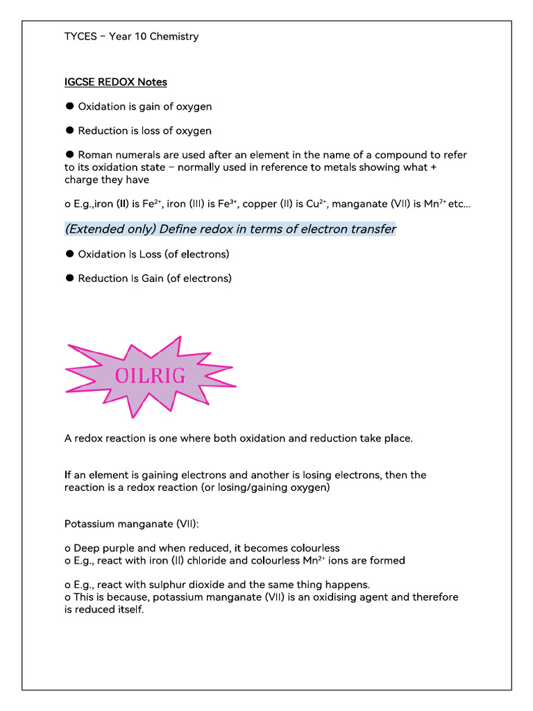 Redox Practice | PDF