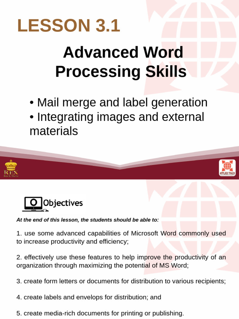 3.1 Advanced Word Processing Skills | PDF