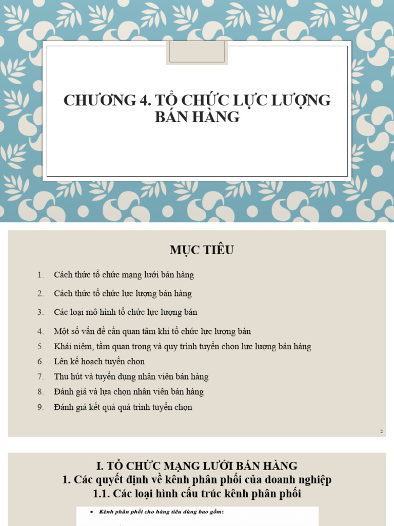 CHƯƠNG 4. T CH C BÁN HÀNG (v2) - 2024 | PDF