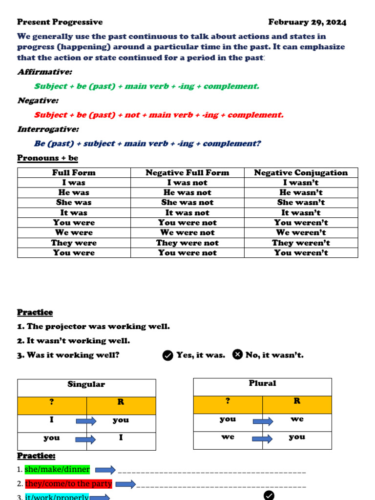 Past Progressive Explanation | PDF | Language Arts & Discipline
