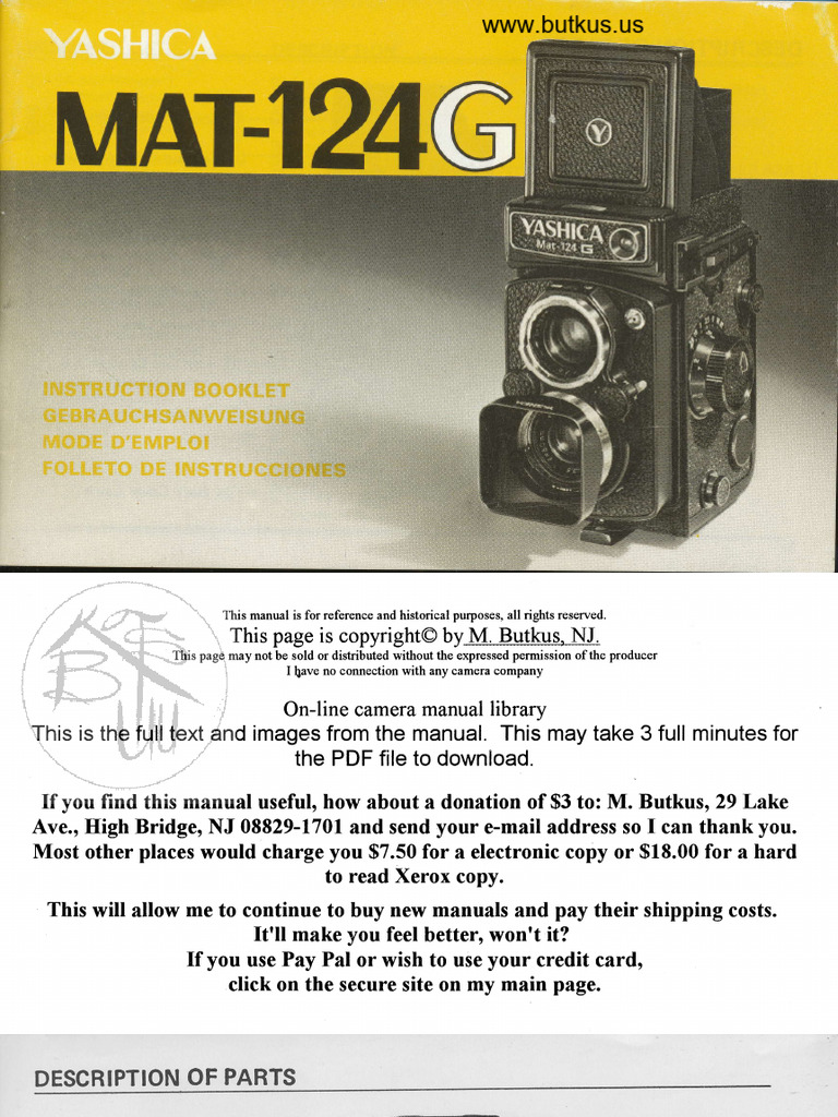 Yashica Mat 124g Languages | PDF