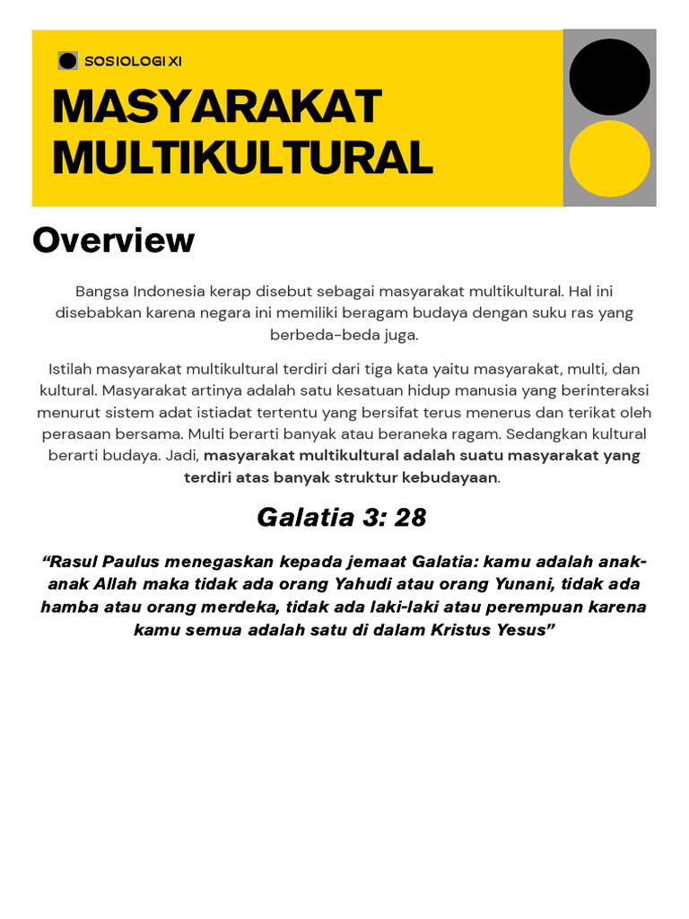 Pengertian Masyarakat Multikultural | PDF