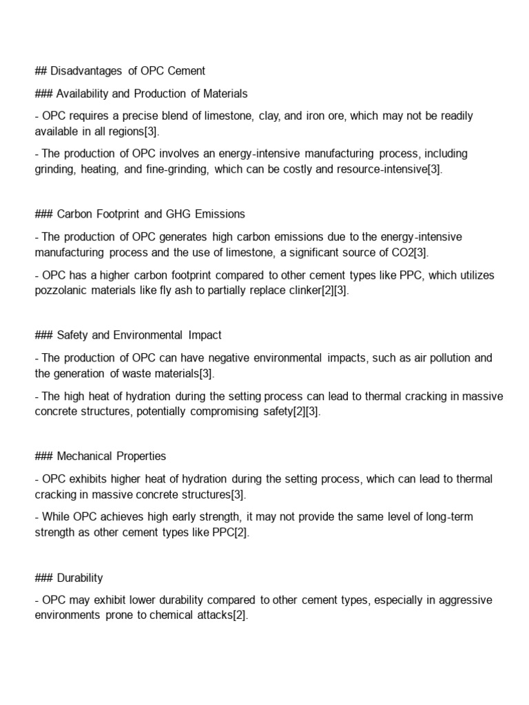 Disadvantages of OPC Cemen1 | PDF