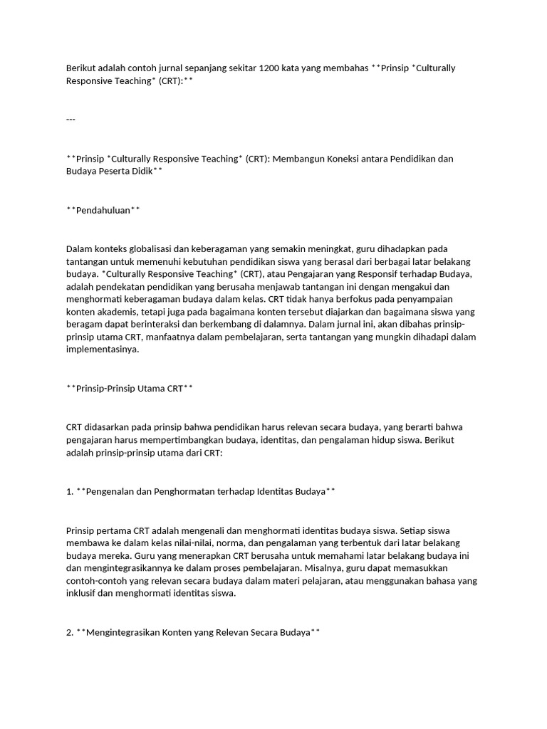Berikut Adalah Contoh Jurnal Sepanjang Sekitar 1200 Kata Yang Membahas ...