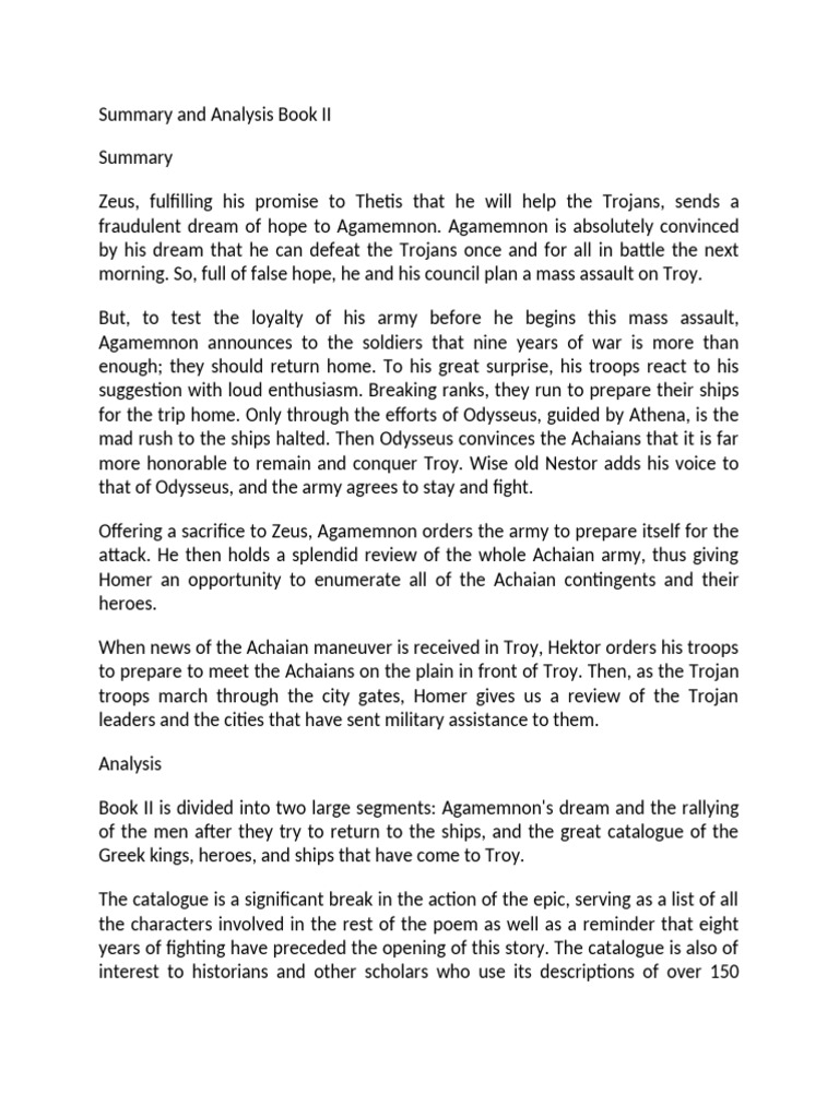 Summary and Analysis Book II Illiad | PDF