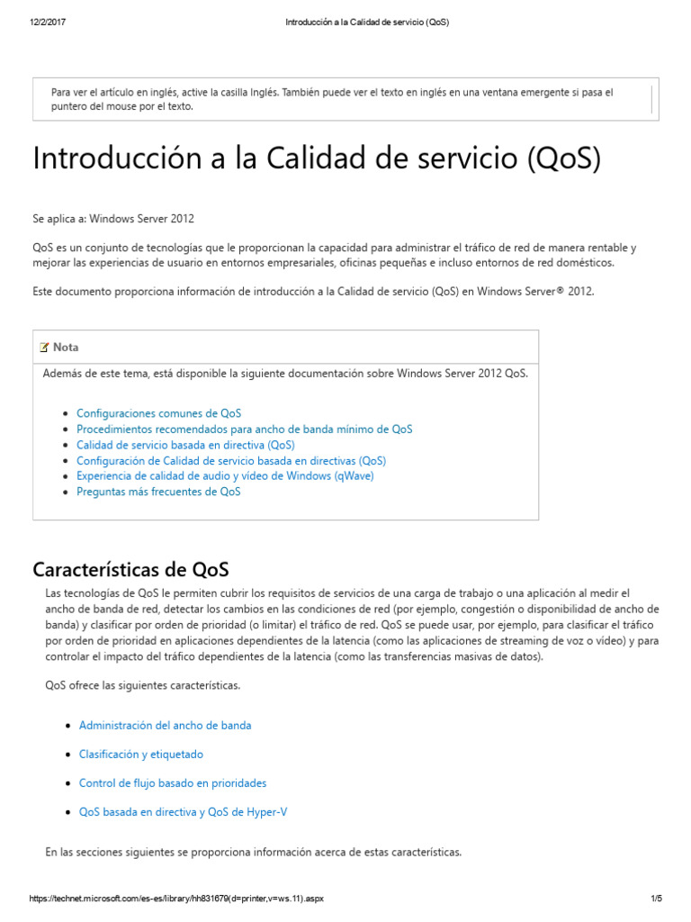 Introducción a la Calidad de servicio (QoS) | PDF