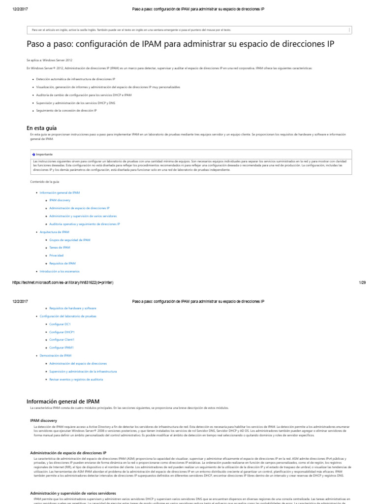 Paso A Paso - Configuración de IPAM para Administrar Su Espacio de Direcciones IP | PDF ...