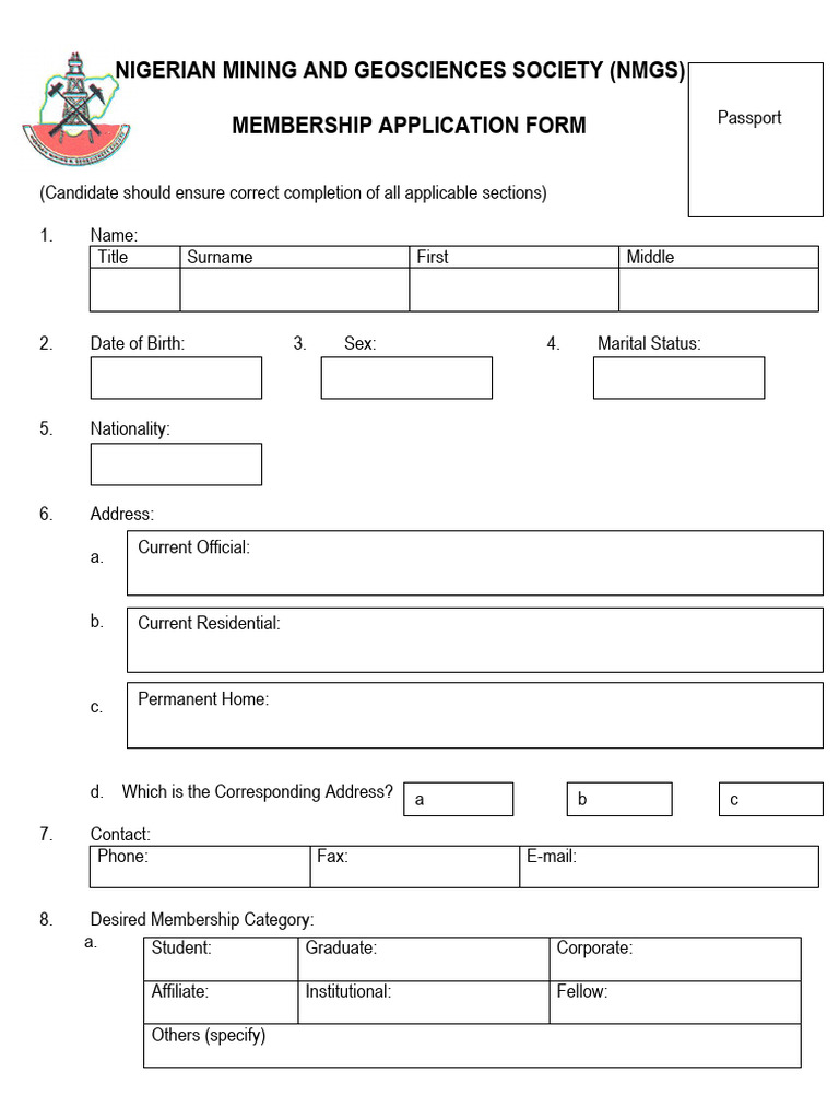 NMGS Membership Application Form | PDF