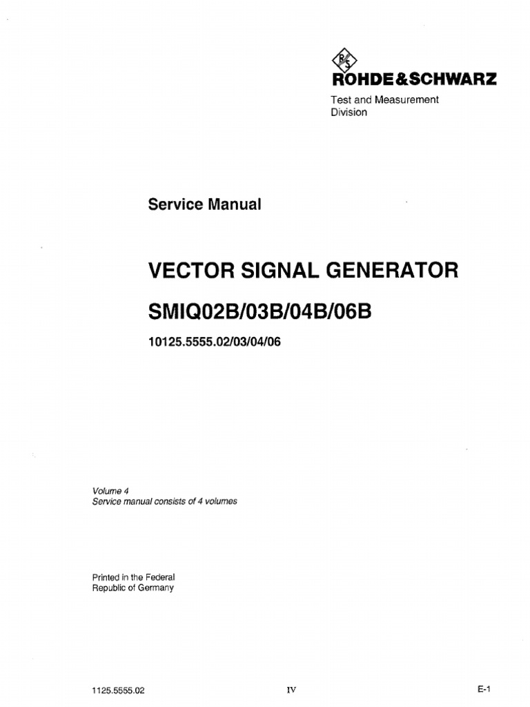 Rohde-Schwarz Smiq02b Smiq03b Smiq04b Smiq06b Vector Signal Generator ...